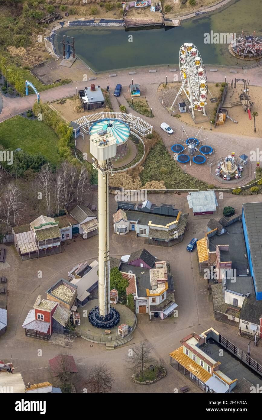 Luftaufnahme, Movie Park Deutschland, Freizeitpark, Bottrop-Kirchhellen ...