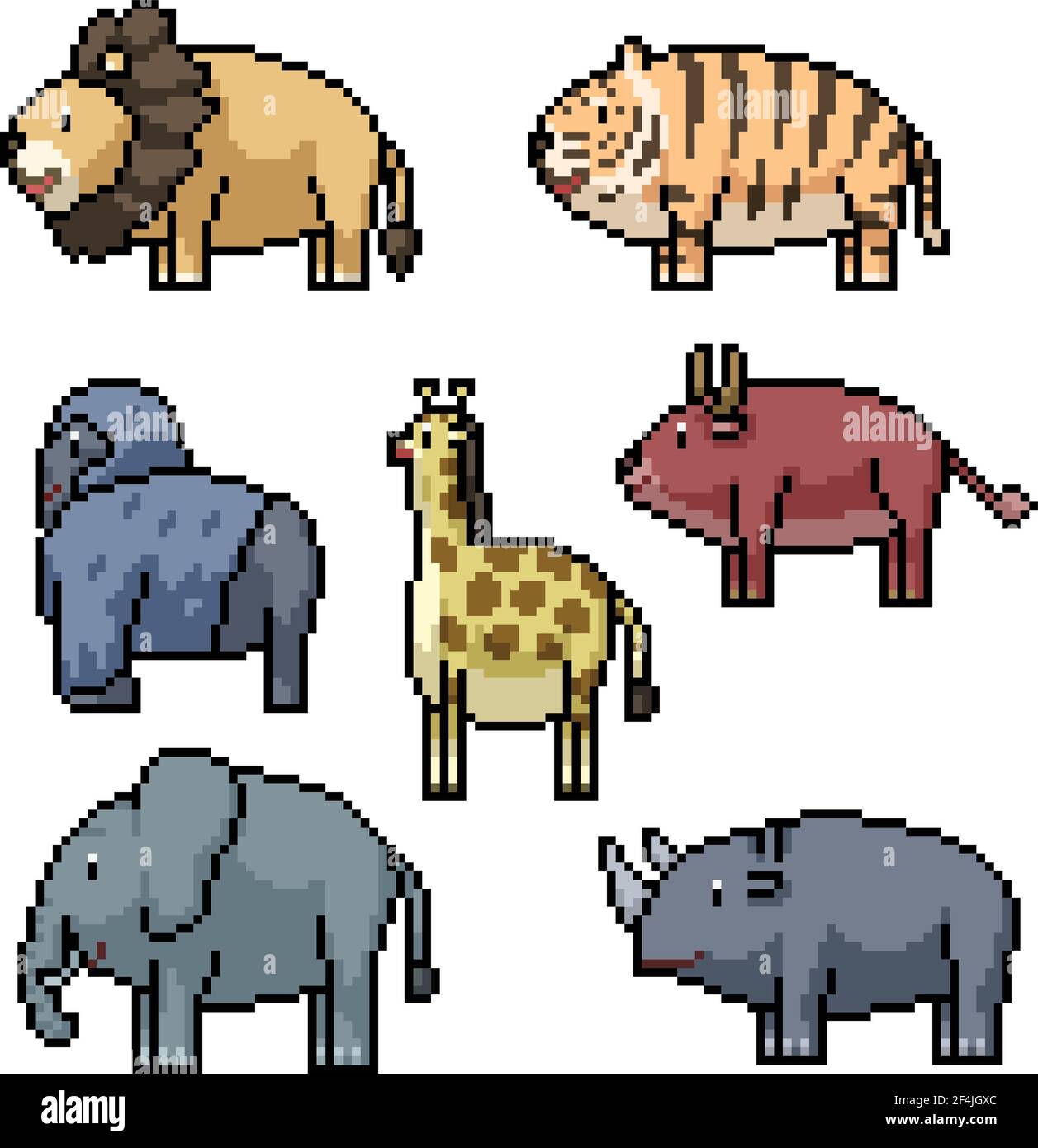 Pixel Art Safari Zoo Tier Stock-Vektorgrafik - Alamy