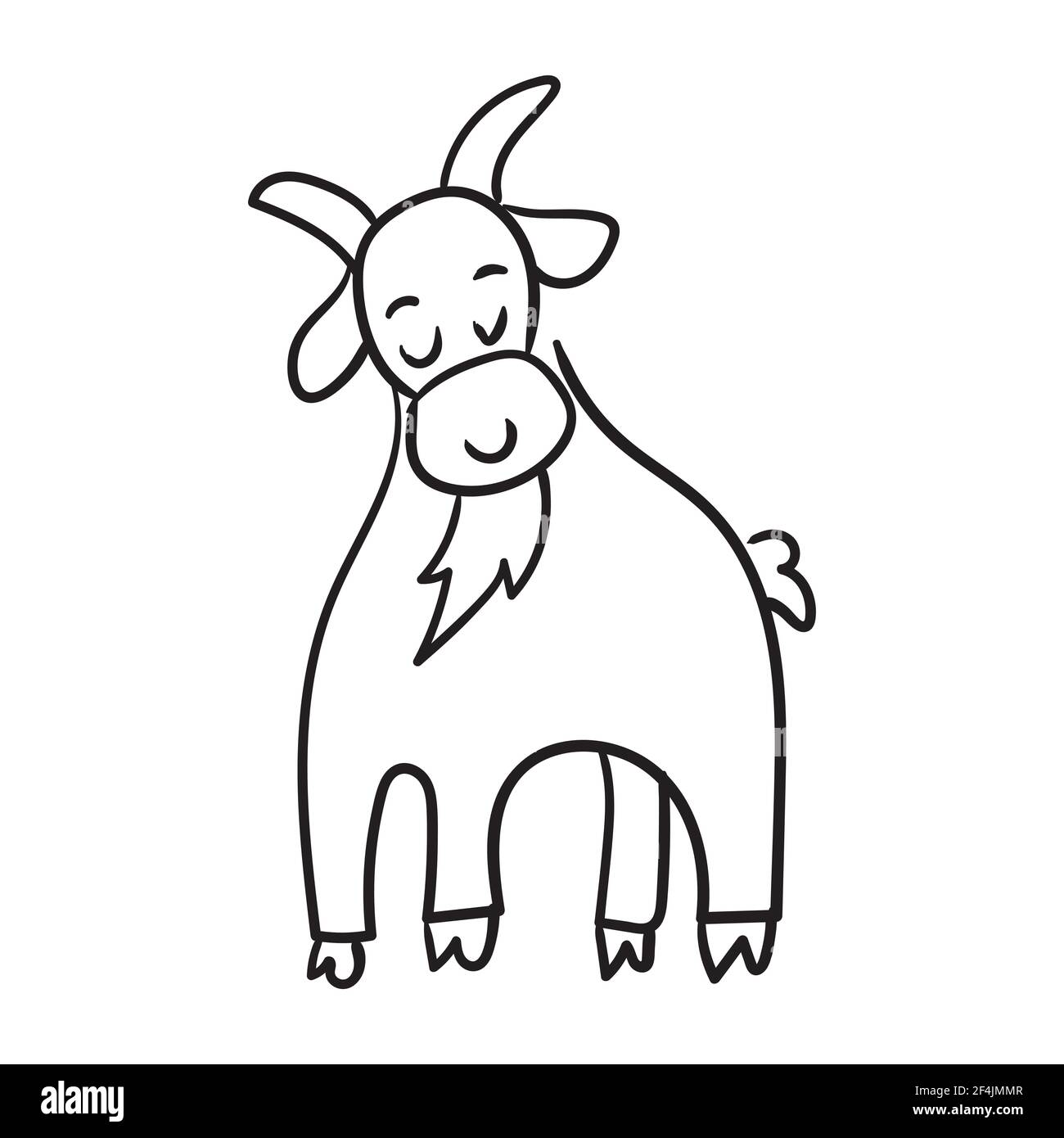 Hand gezeichnet Ziege mit Bart Vektor Illustration Malvorlagen ...