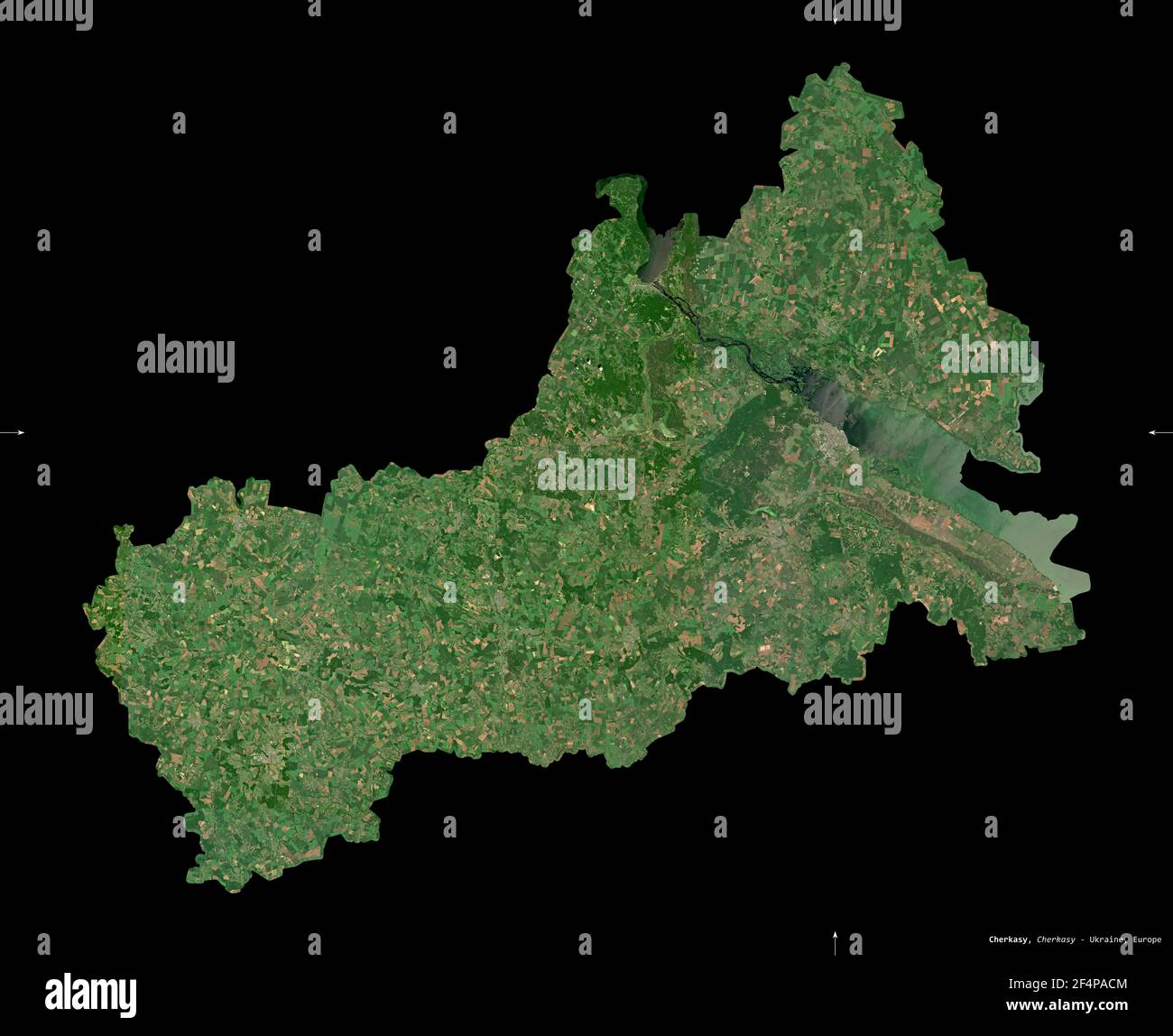 Tscherkassy, Region der Ukraine. Sentinel-2 Satellitenbilder. Form ...