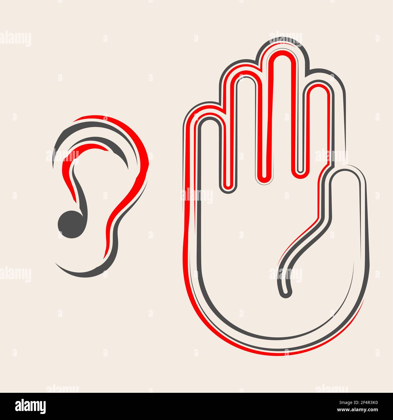 Ohr Hören Hand Symbol Vektor Illustration Stock-Vektorgrafik - Alamy