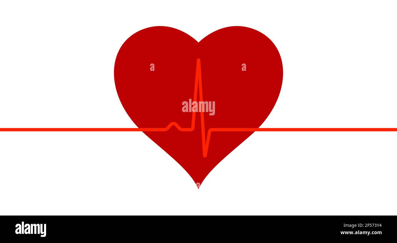 Kardiogramm mit Herzform. Heartbeat-Leitung. Herz-Symbol ...