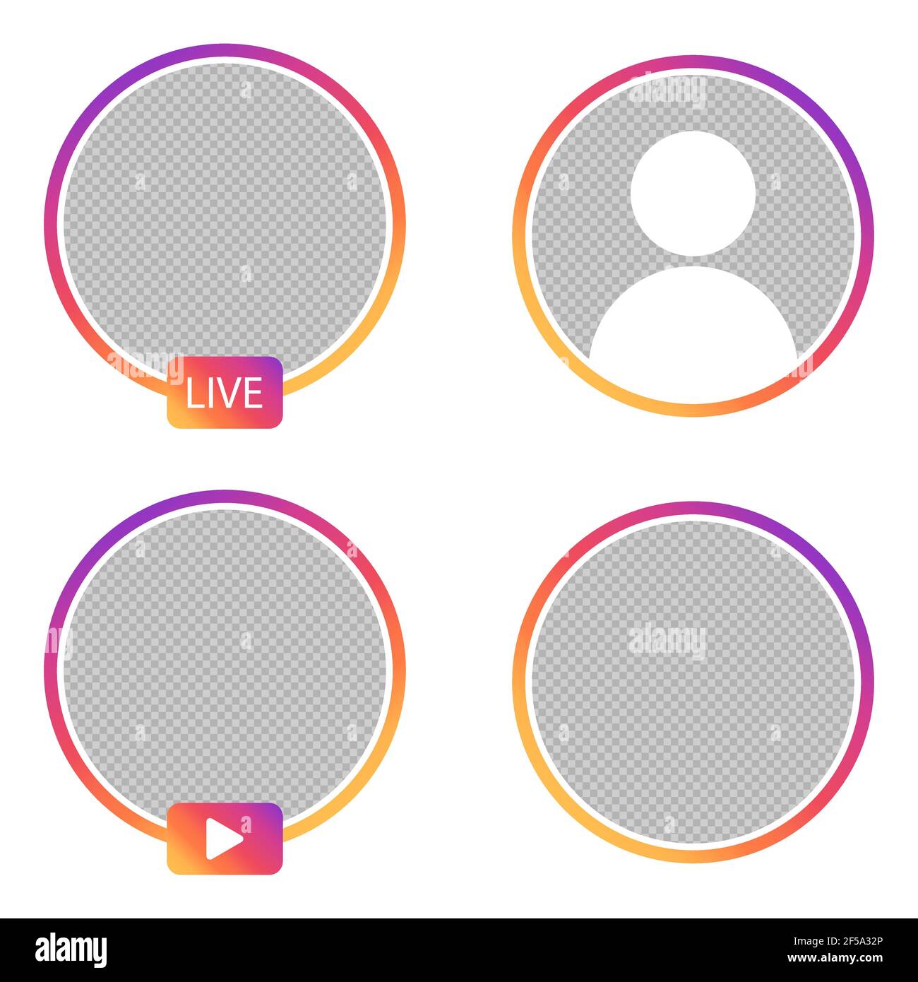 Set von Vektor instagram Geschichten Symbole. Live-Profilschnittstelle ...