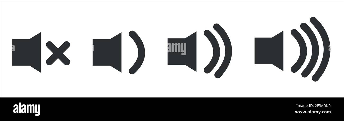 Ein Symbol, das den Ton verstärkt und reduziert. Eine Reihe von Sound ...