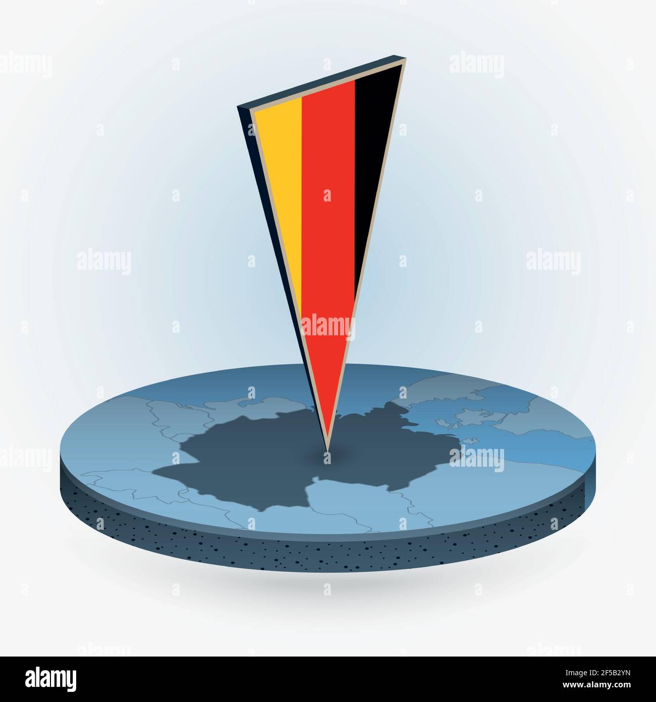 Deutschland Karte im runden isometrischen Stil mit dreieckiger 3D Flagge Deutschlands ...