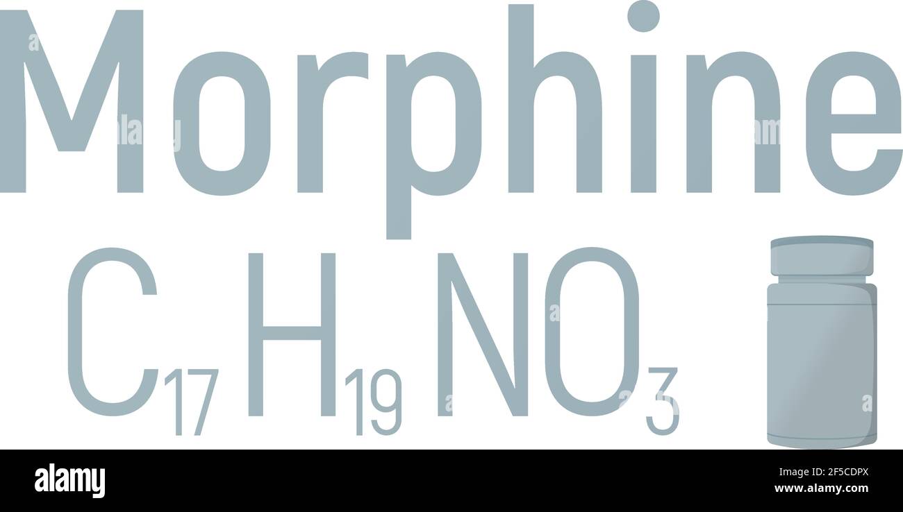 Morphium Konzept chemische Formel Symbol Label, Text Schriftart Vektor ...
