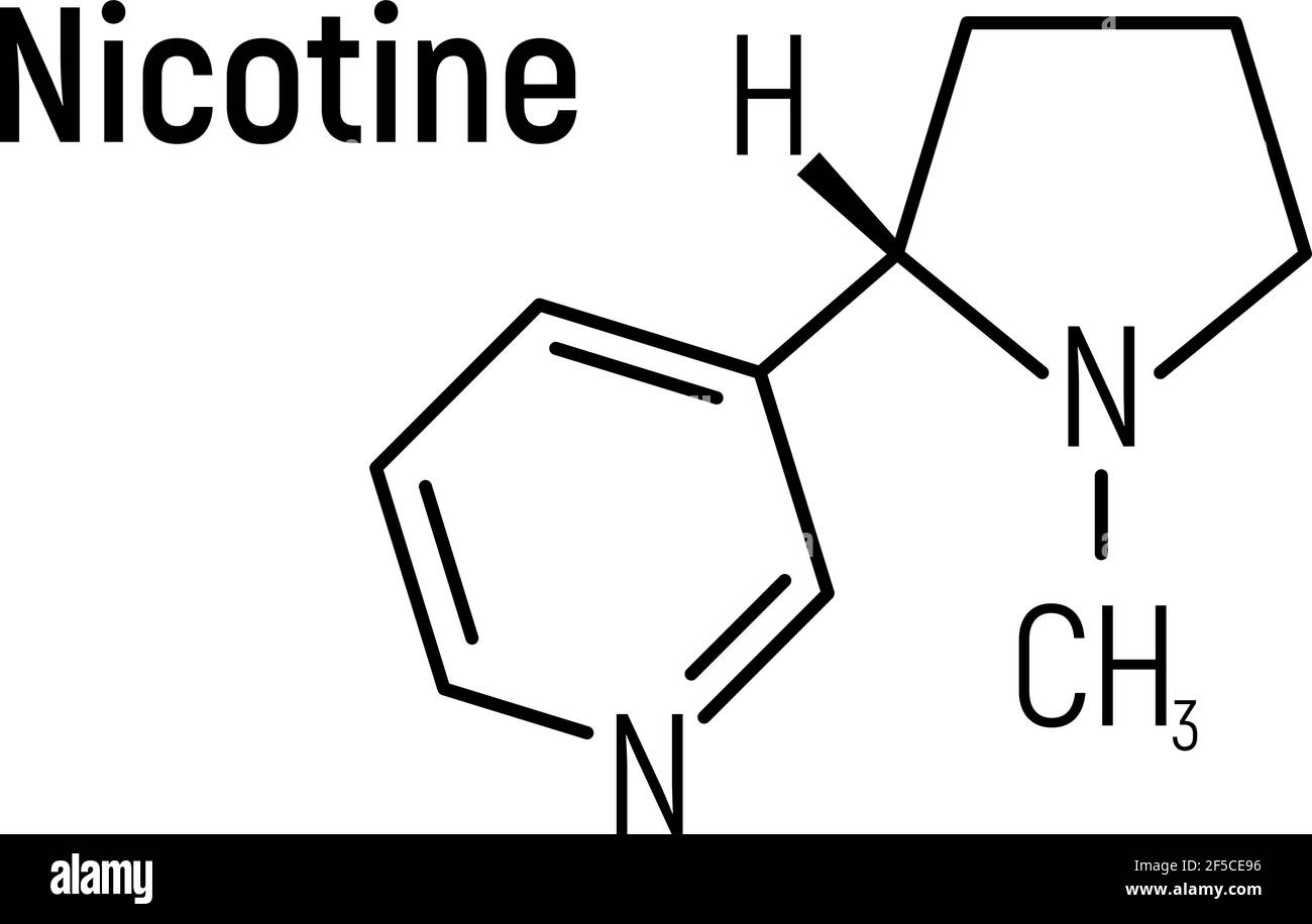 Nikotin Konzept chemische Formel Icon Label, Text Schriftart Vektor ...