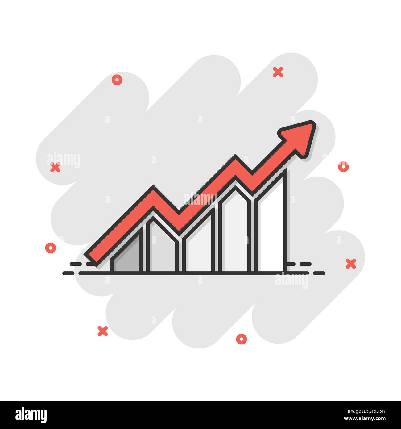 Wachsende Balkendiagramm Symbol im Comic-stil. Pfeil vektor Cartoon Illustration Piktogramm ...