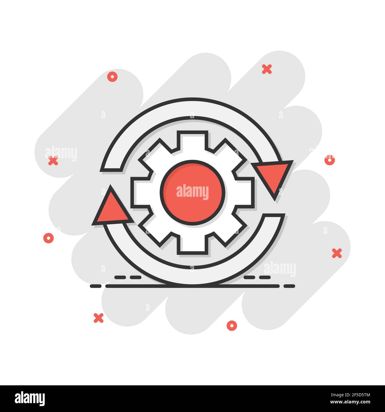 Workflow-prozess Symbol im Comic-stil. Zahnrad Zahnrad mit Pfeilen ...