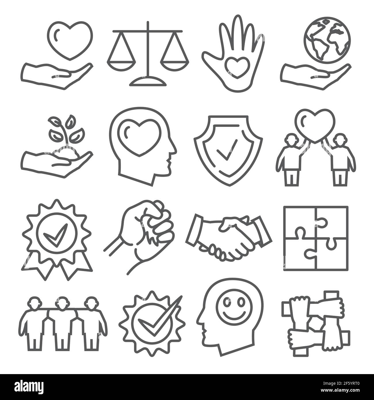 Symbole für Ehrlichkeit und Integrität auf weißem Hintergrund Stock ...
