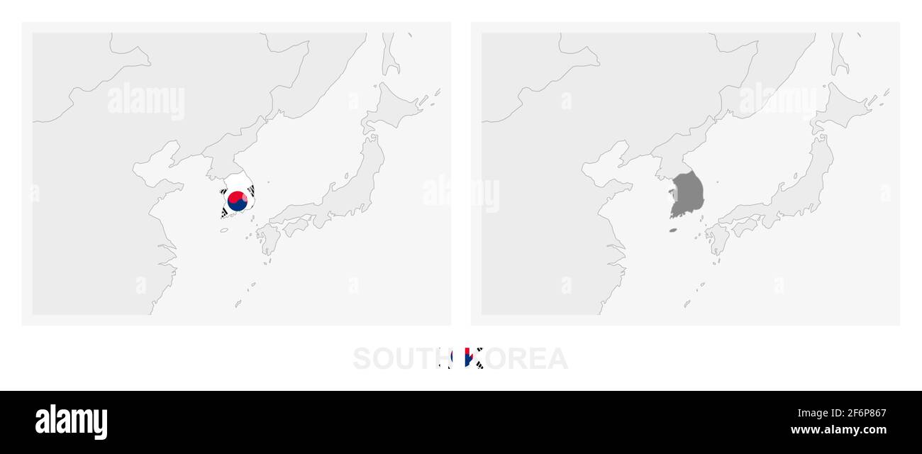 Zwei Versionen Der Karte Von Südkorea Mit Der Flagge Von Südkorea Und