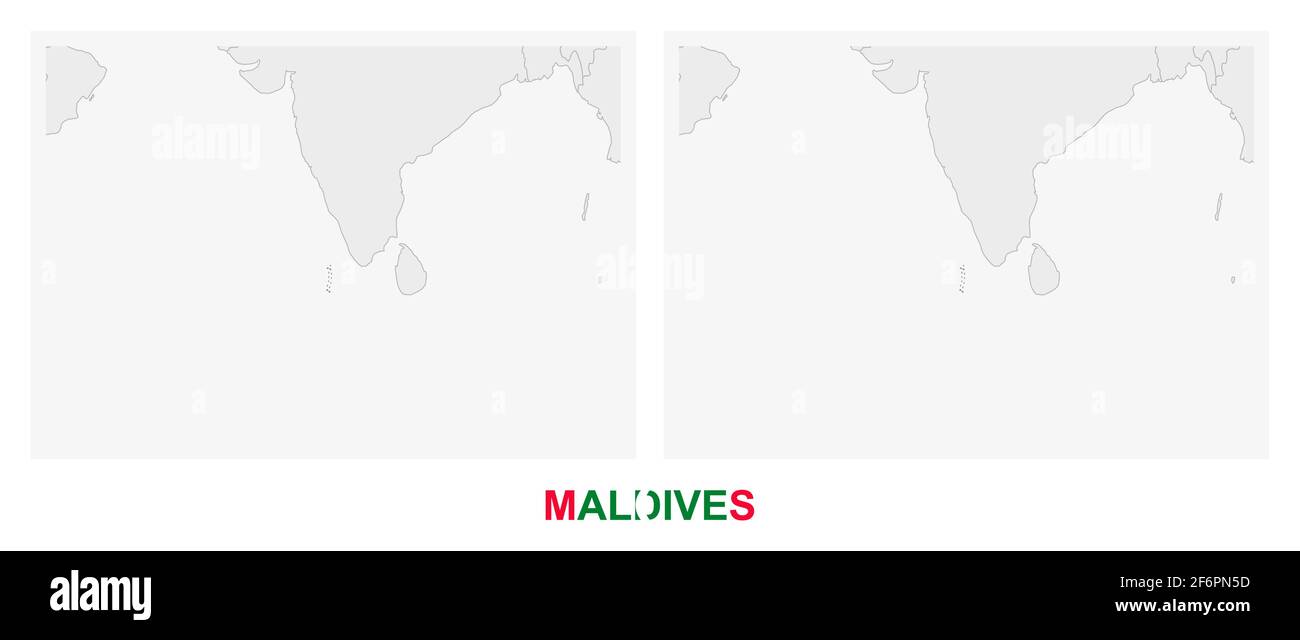 Zwei Versionen der Karte der Malediven, mit der Flagge der Malediven ...