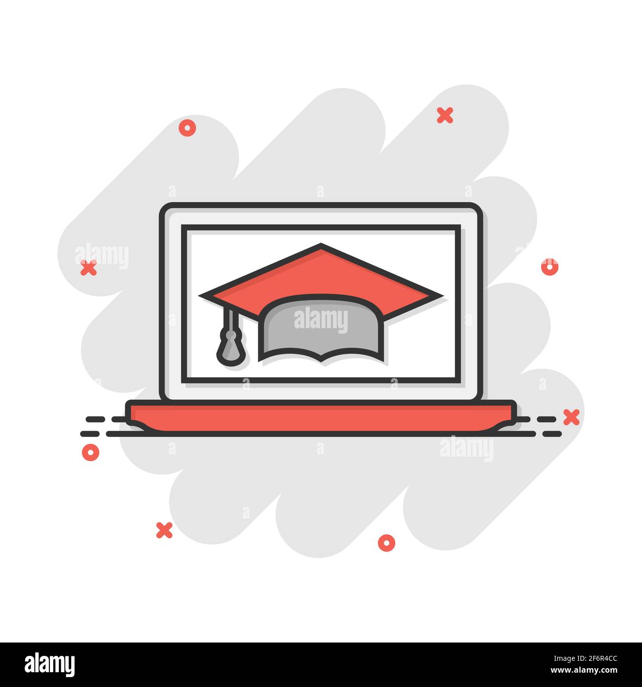 Elearning Bildung Symbol im Comic-stil. Studie vektor Cartoon ...