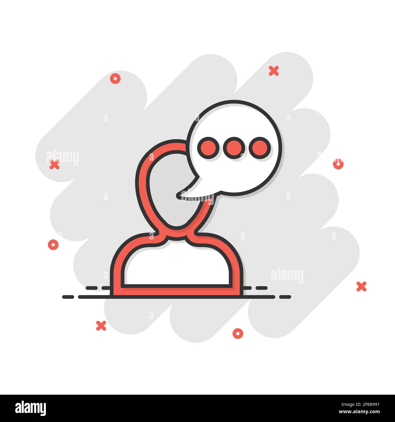 Mann Kopf Verstand denken Symbol im Comic-stil. Sprechblase mit ...