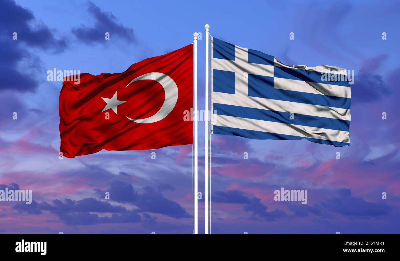Konzept der Beziehungen zwischen Griechenland und der Türkei in den Nachbarländern. Türkische ...