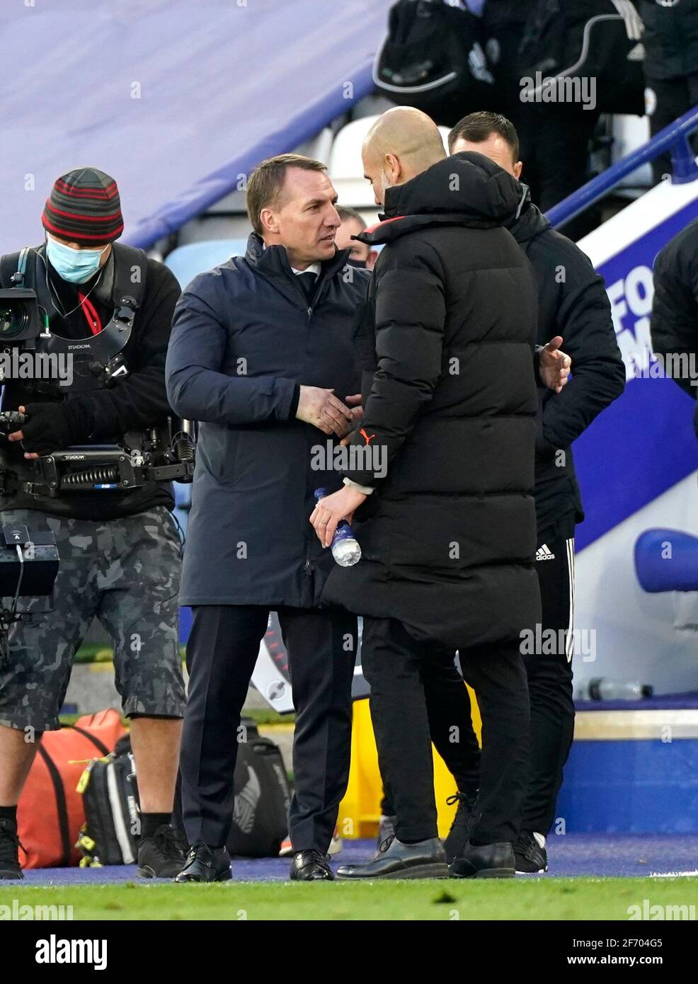 Leicester City Manager Brendan Rodgers (links) und Manchester City ...