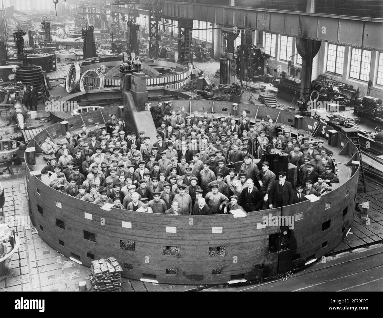 Elektrische Maschinen. Der Rotor und Stator eines Generators für Wargön ...