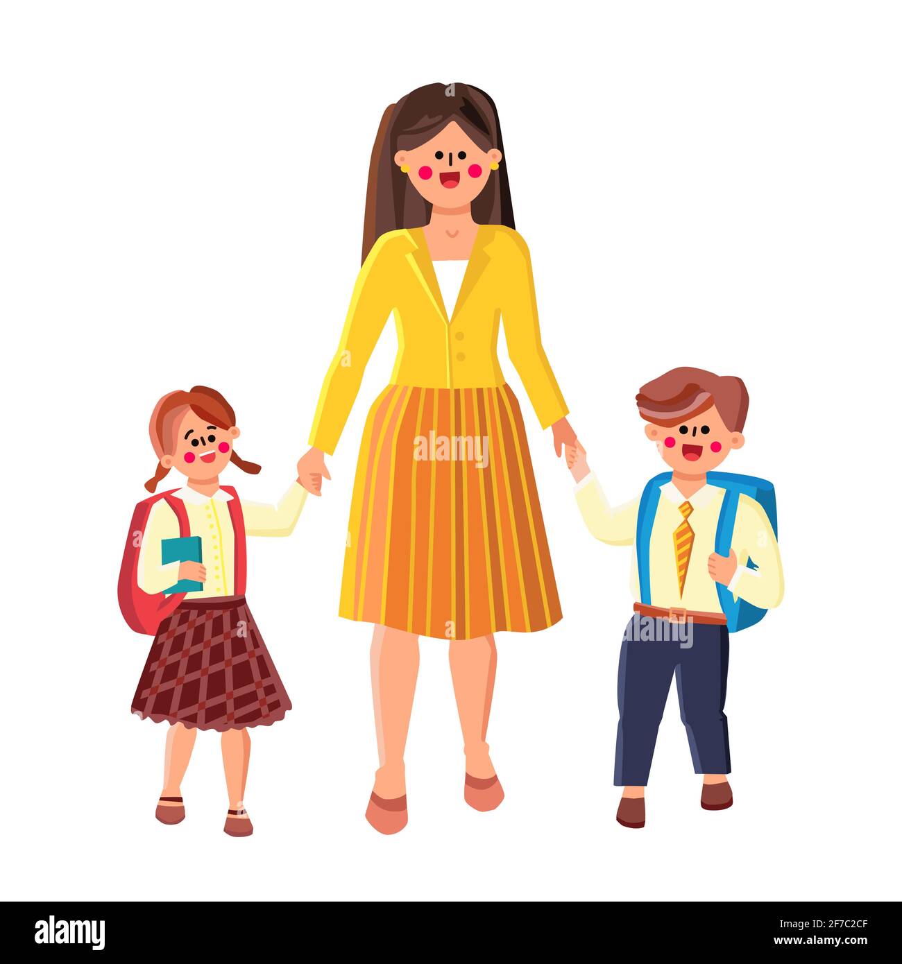 Gehende tochter der mutter zur schule Stock-Vektorgrafiken kaufen - Alamy