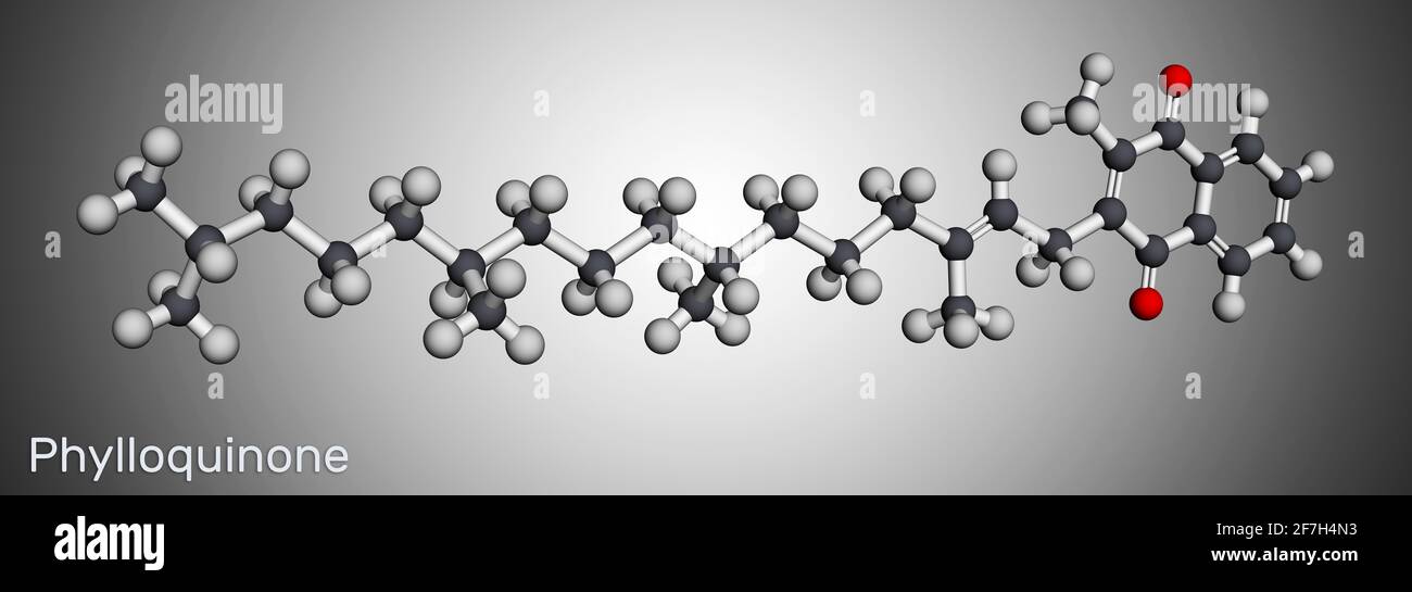 Phytomenadion, Vitamin K1, Phyllochinon-Molekül. Es ist wichtig ...