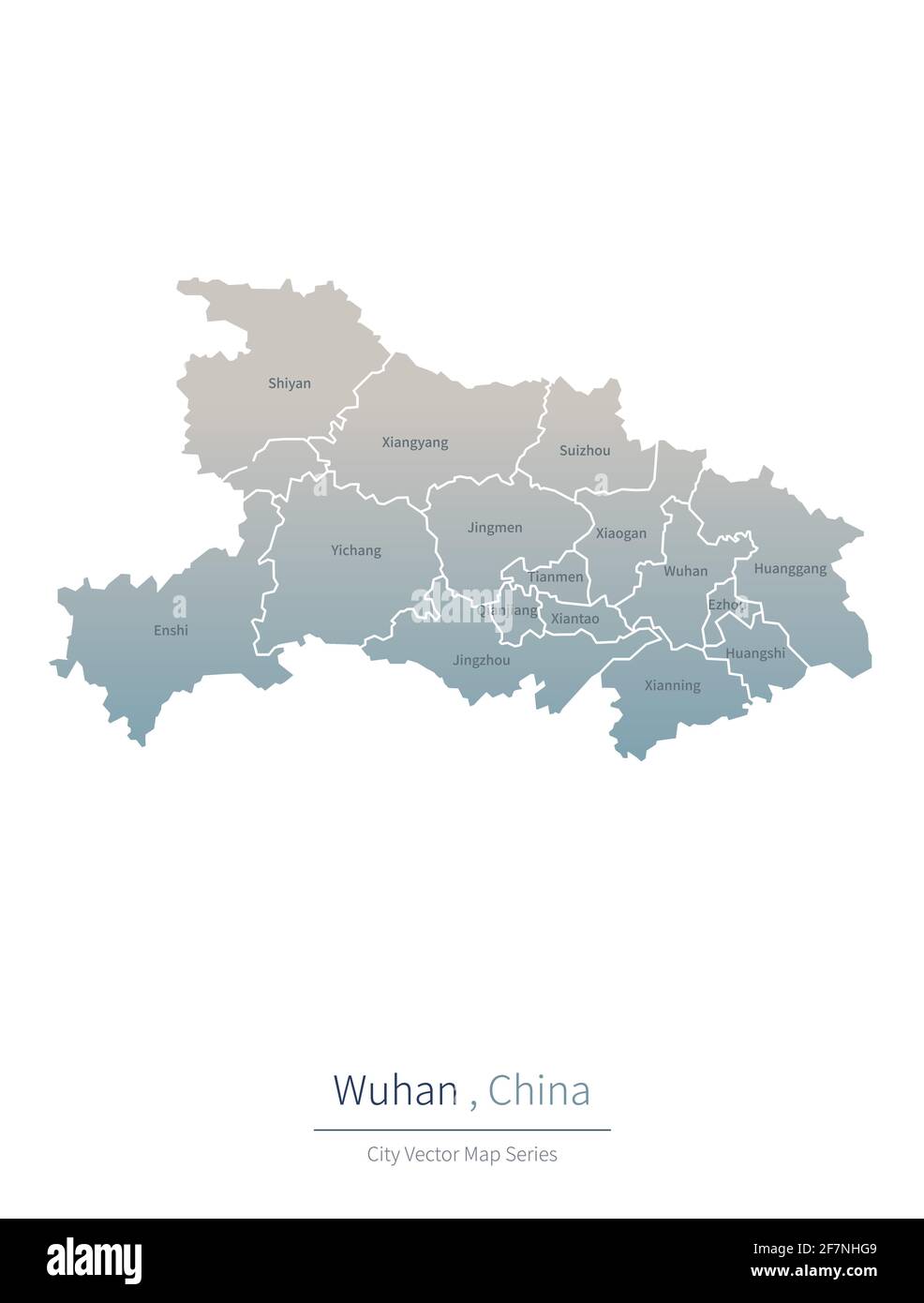 Wuhan Karte. vektor-Karte der großen Stadt in China Stock-Vektorgrafik ...