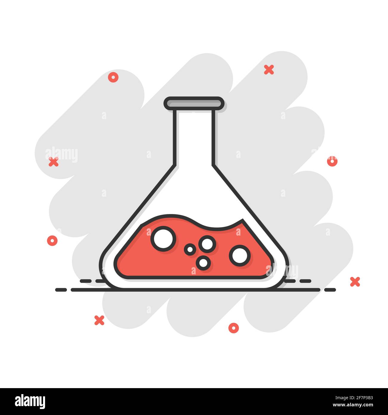 Chemie Becher zeichen Symbol im Comic-stil. Kolben Reagenzglas vektor ...