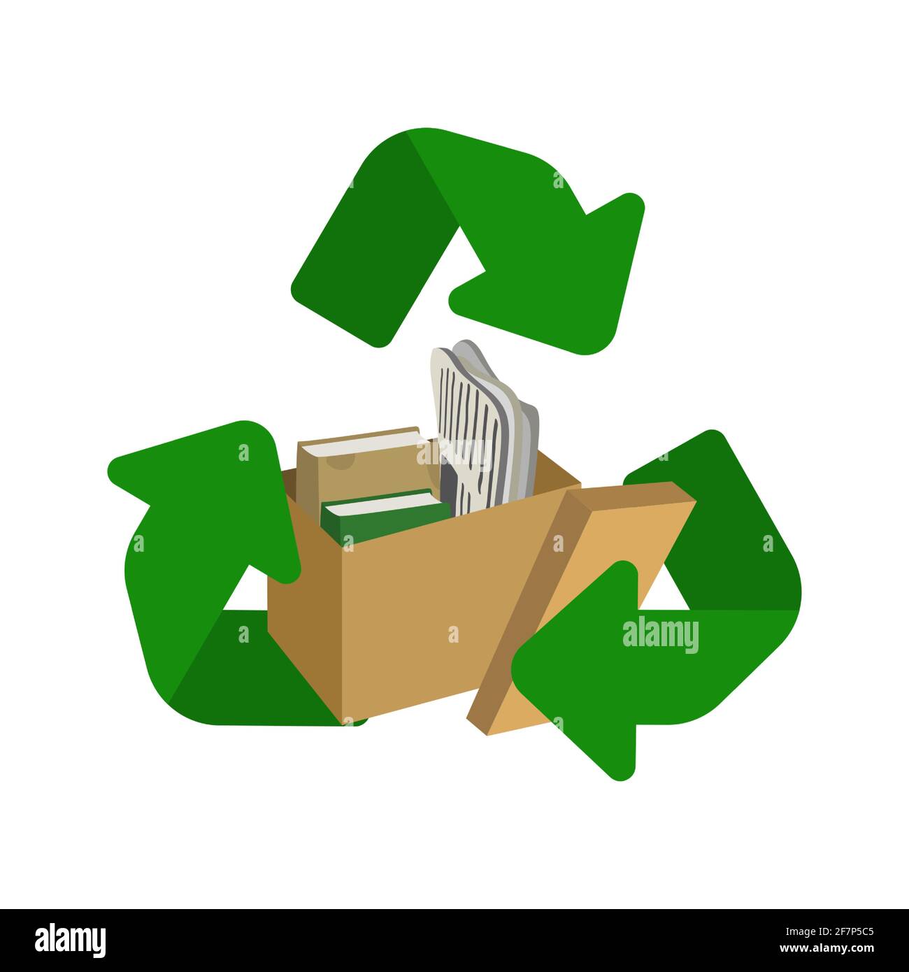Karton und Papier recyceln Symbol Vektor-Illustration Stock ...