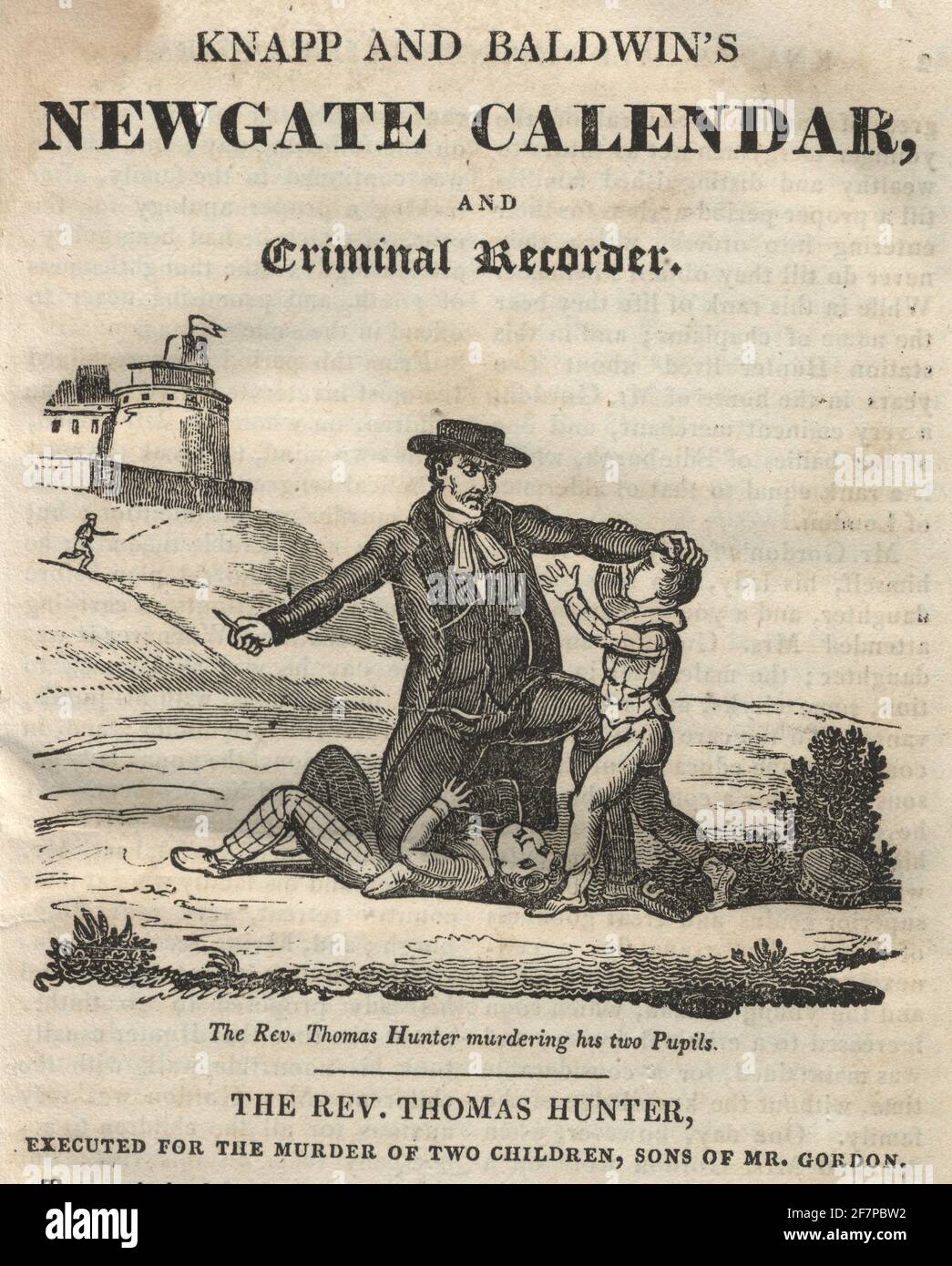Szene aus dem Newgate-Kalender, in der Rev. Thomas Hunter seine beiden ...