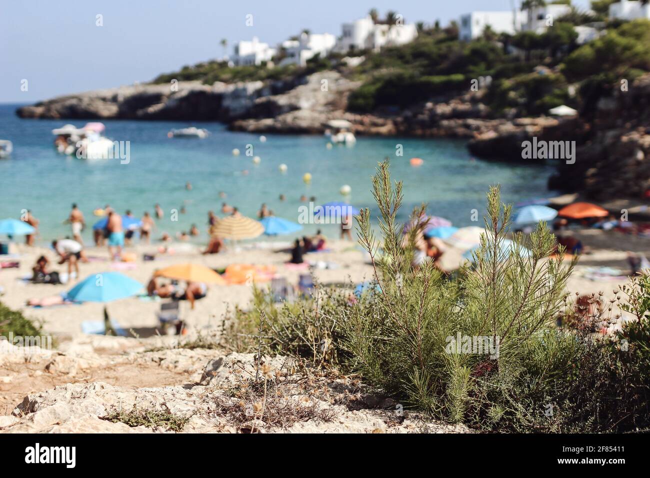 Sommerreise, Urlaubskonzept. Küste und Strandlandschaft. Verschwommener ...