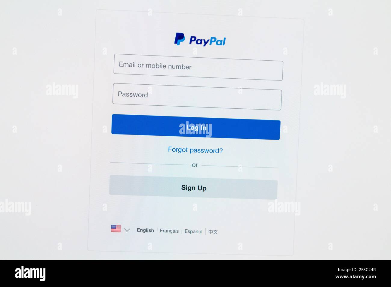 PayPal-Konto Login-Seite mit Anmeldeformular auf dem Computer Angezeigt Stockfotografie - Alamy