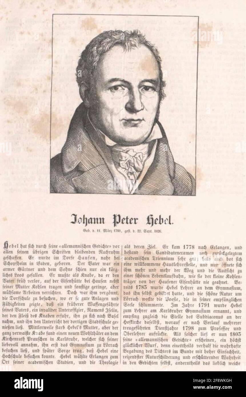Johann peter hebel -Fotos und -Bildmaterial in hoher Auflösung – Alamy