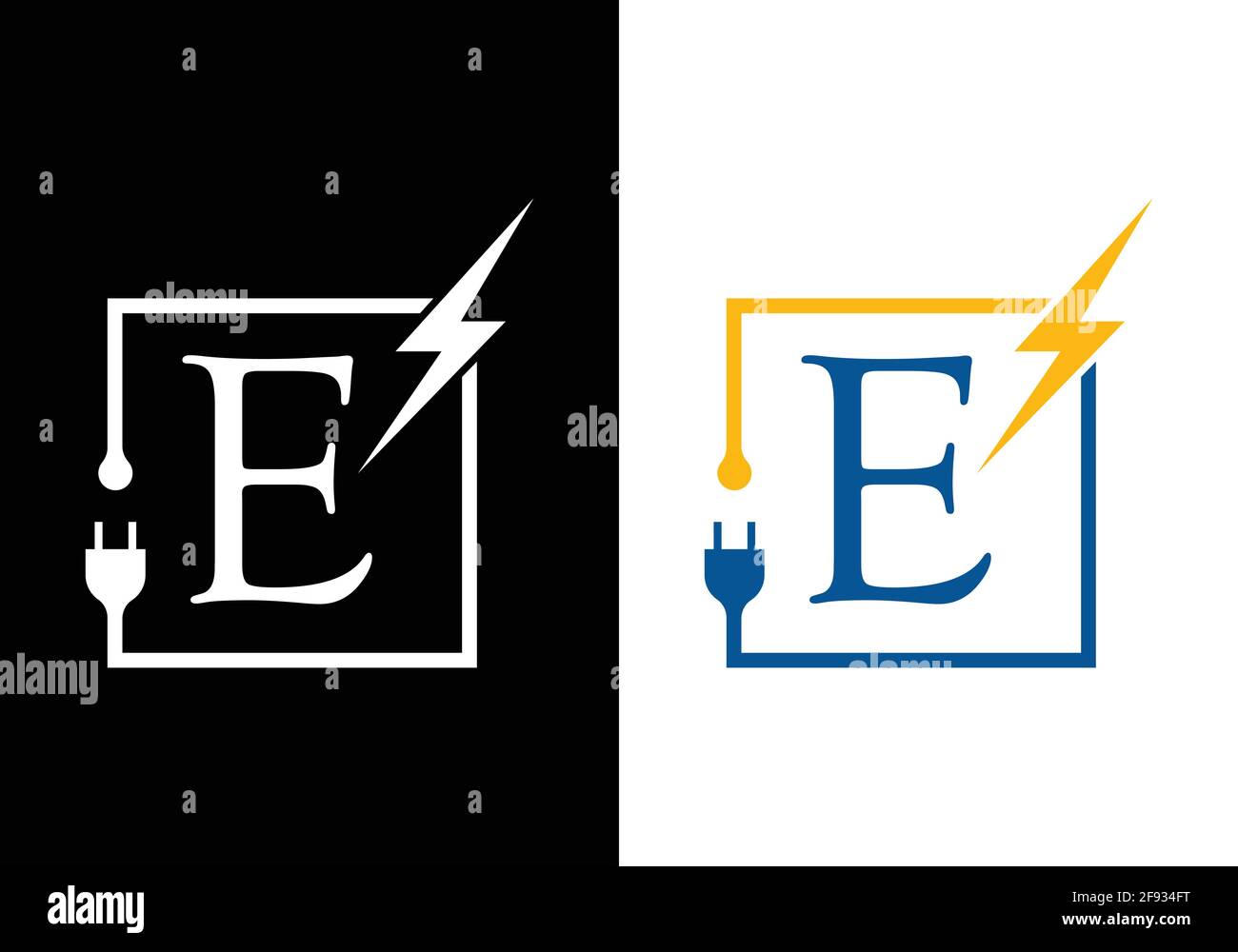 E Elektrik Logo Vorlage Beleuchtung Schraube Zeichen Symbol Stock ...