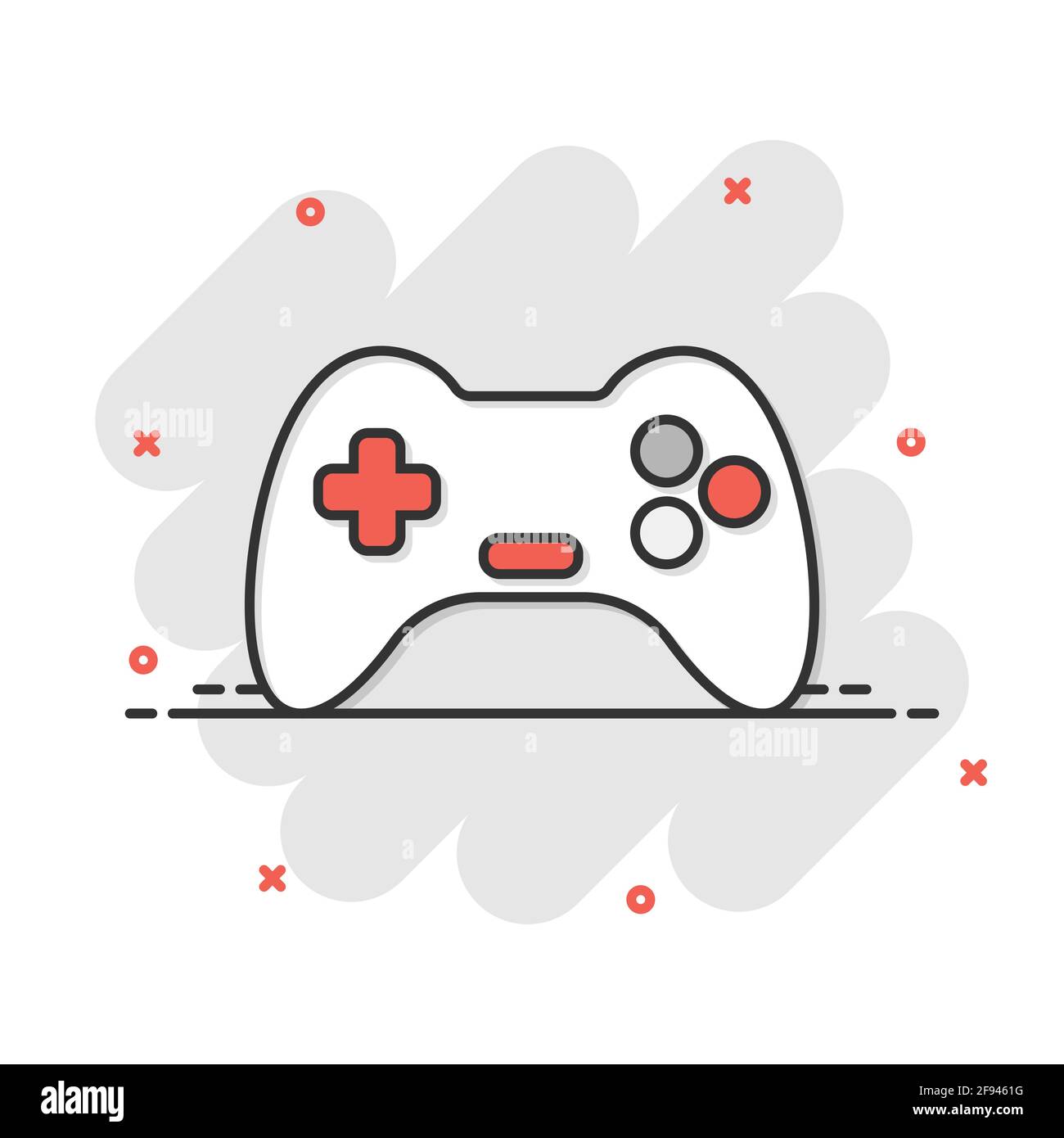Joystick zeichen Symbol im Comic-stil. Gamepad vektor Cartoon ...