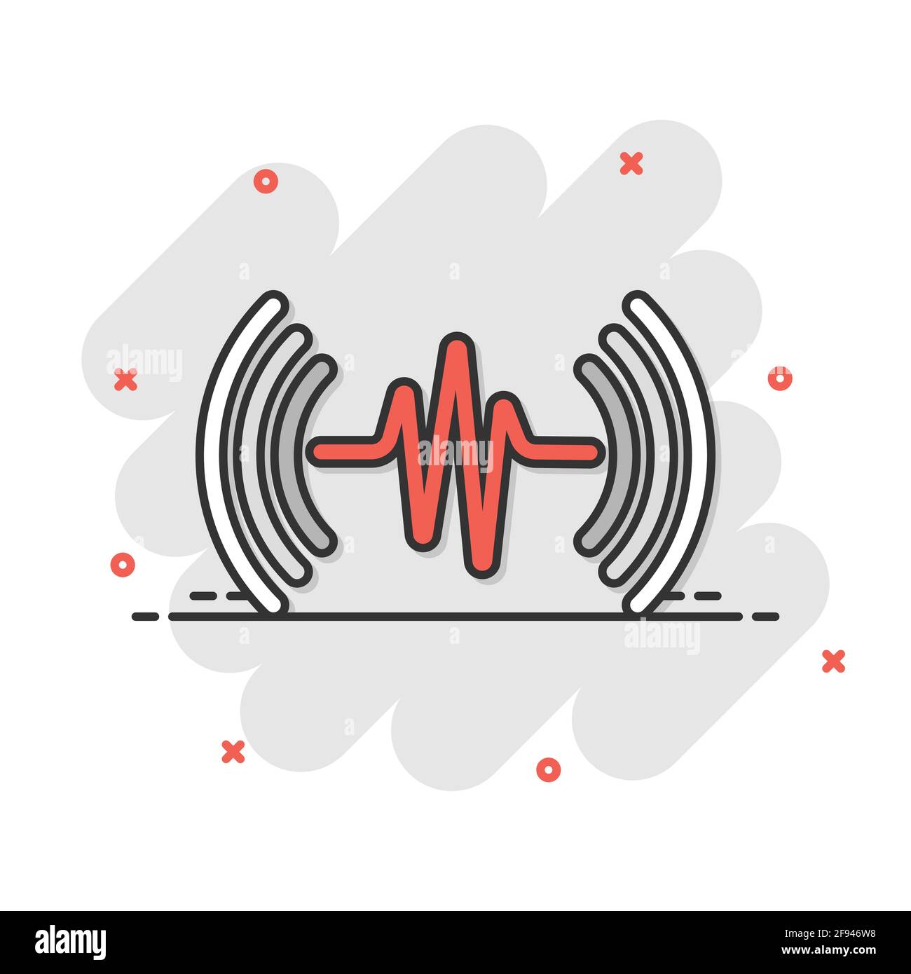 Schallwelle Symbol im Comic-stil. Heart beat Vektor Cartoon ...