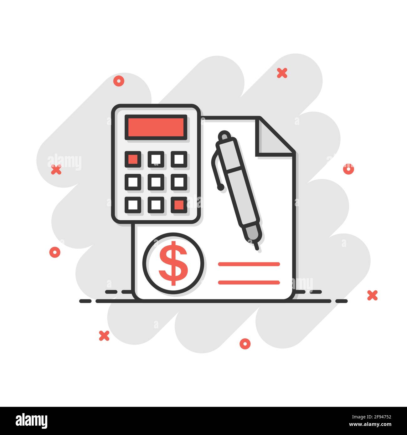 Geld Berechnung Symbol im Comic-stil. Haushalt banking Vektor Cartoon ...