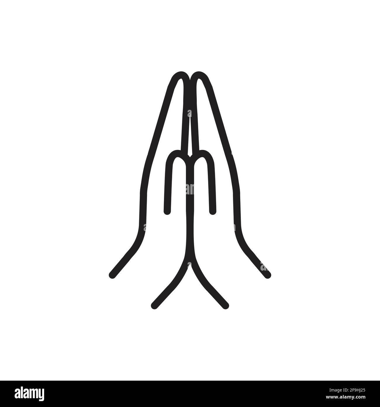 Gefaltete Hände in Gebetslinie Symbolvektor für Grafikdesign, Logo ...
