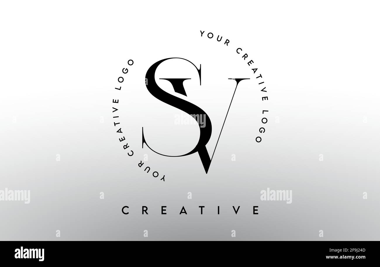 SV Letter Logo Design mit Serif Typography Schriftart und eleganten ...