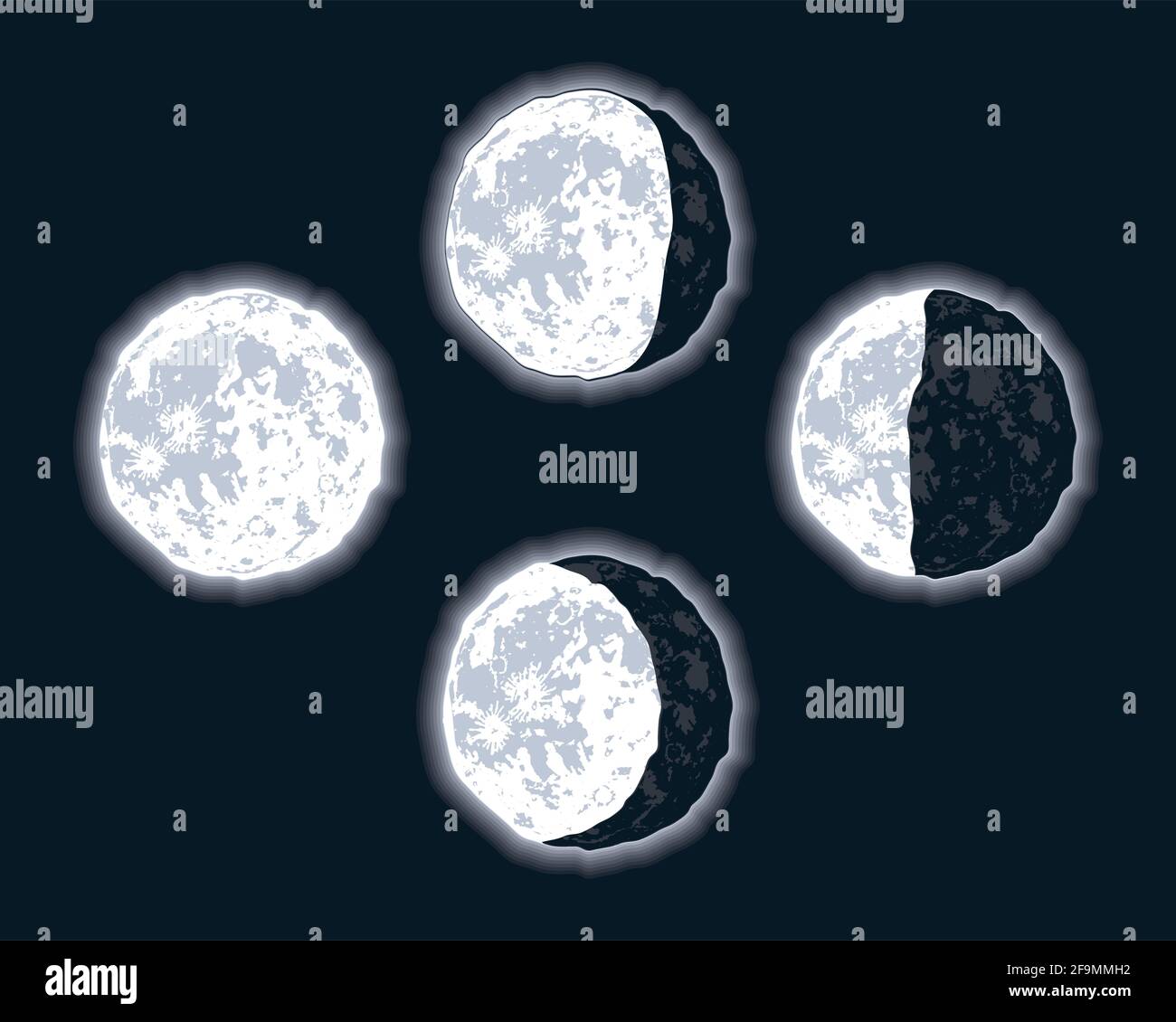 Symbole für die Einstellung der vier Mondphasen Stock-Vektorgrafik - Alamy