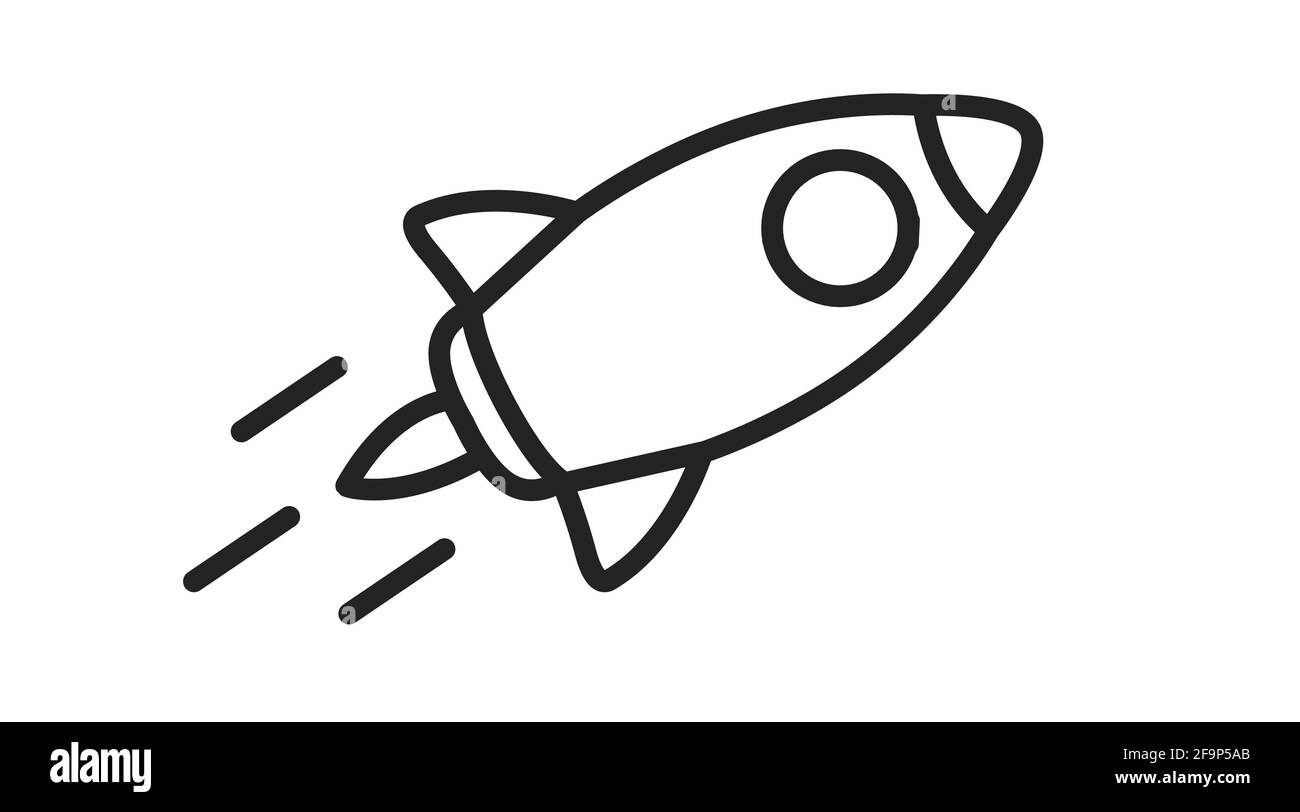 Raketensymbol. Vektor isolierte Schwarz-Weiß-Darstellung einer Rakete ...