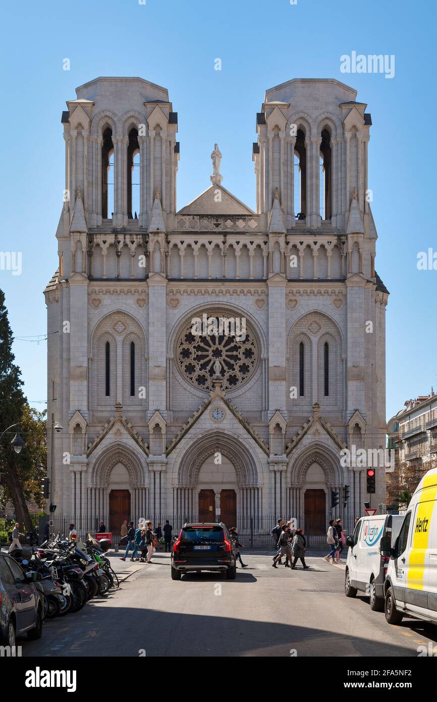 Nizza, Frankreich - März 27 2019: Die Basilika Notre-Dame de Nice ist ...