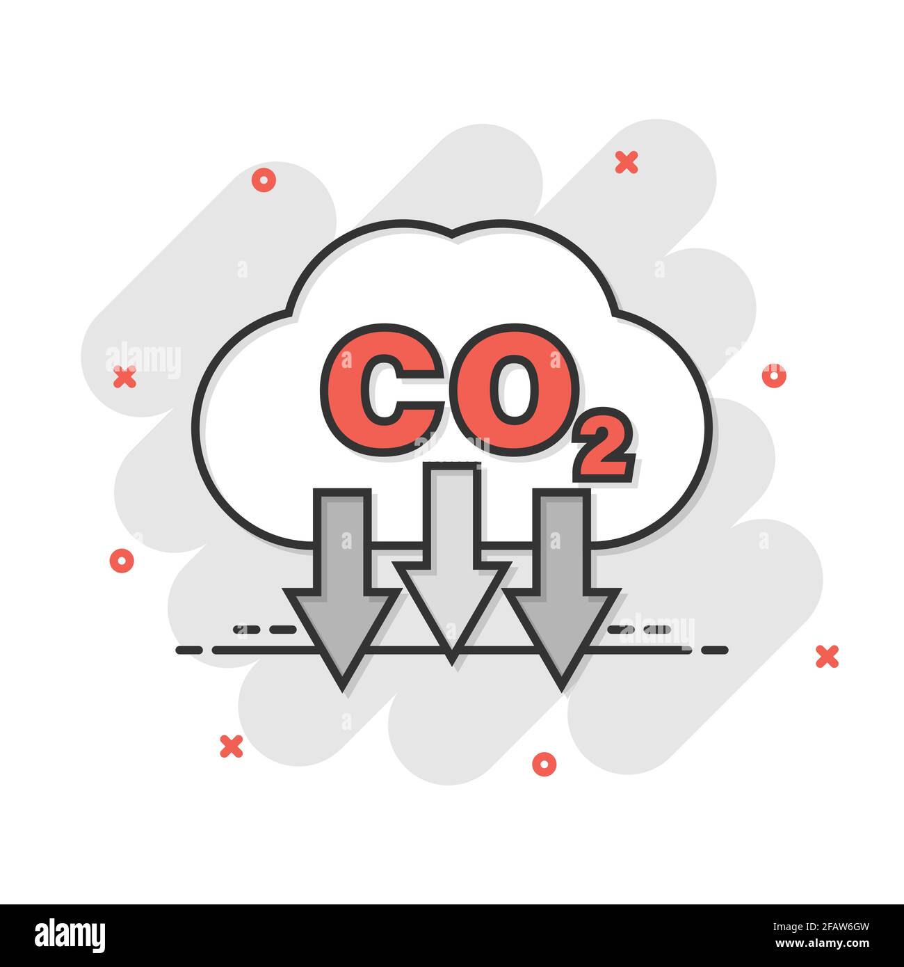 CO2-Ikone im Comic-Stil. Emission Cartoon Vektor Illustration auf weißem isolierten Hintergrund ...