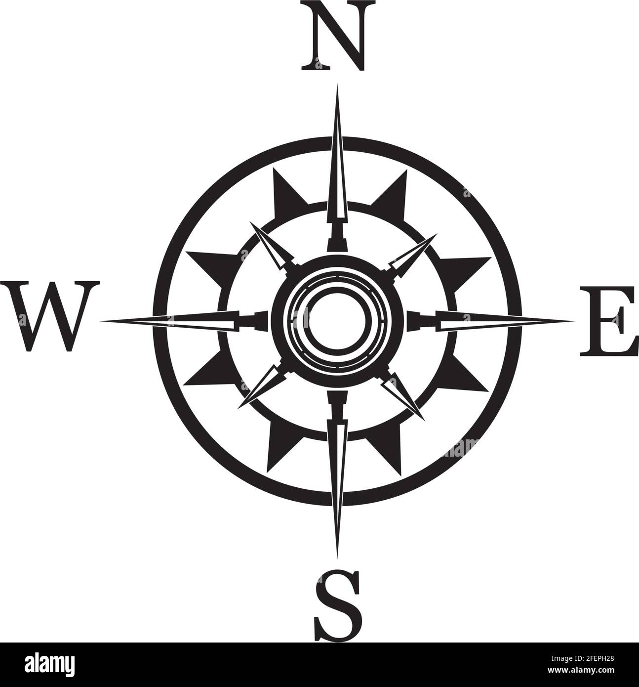 Kompass-Symbol auf Hintergrund isoliert.Moderne flache Kompass ...