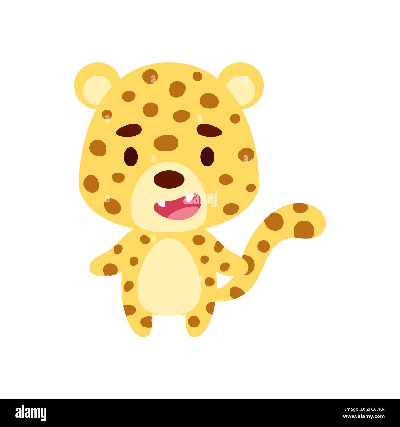 Niedliche kleine Gepard auf weißem Hintergrund. Cartoon Tier Charakter ...