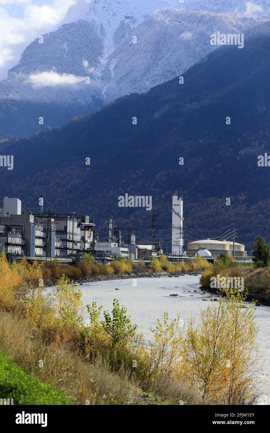 Schweiz, Kanton Wallis, Viege, Fluss Le Rhone, Gesellschaft La Lonza ...