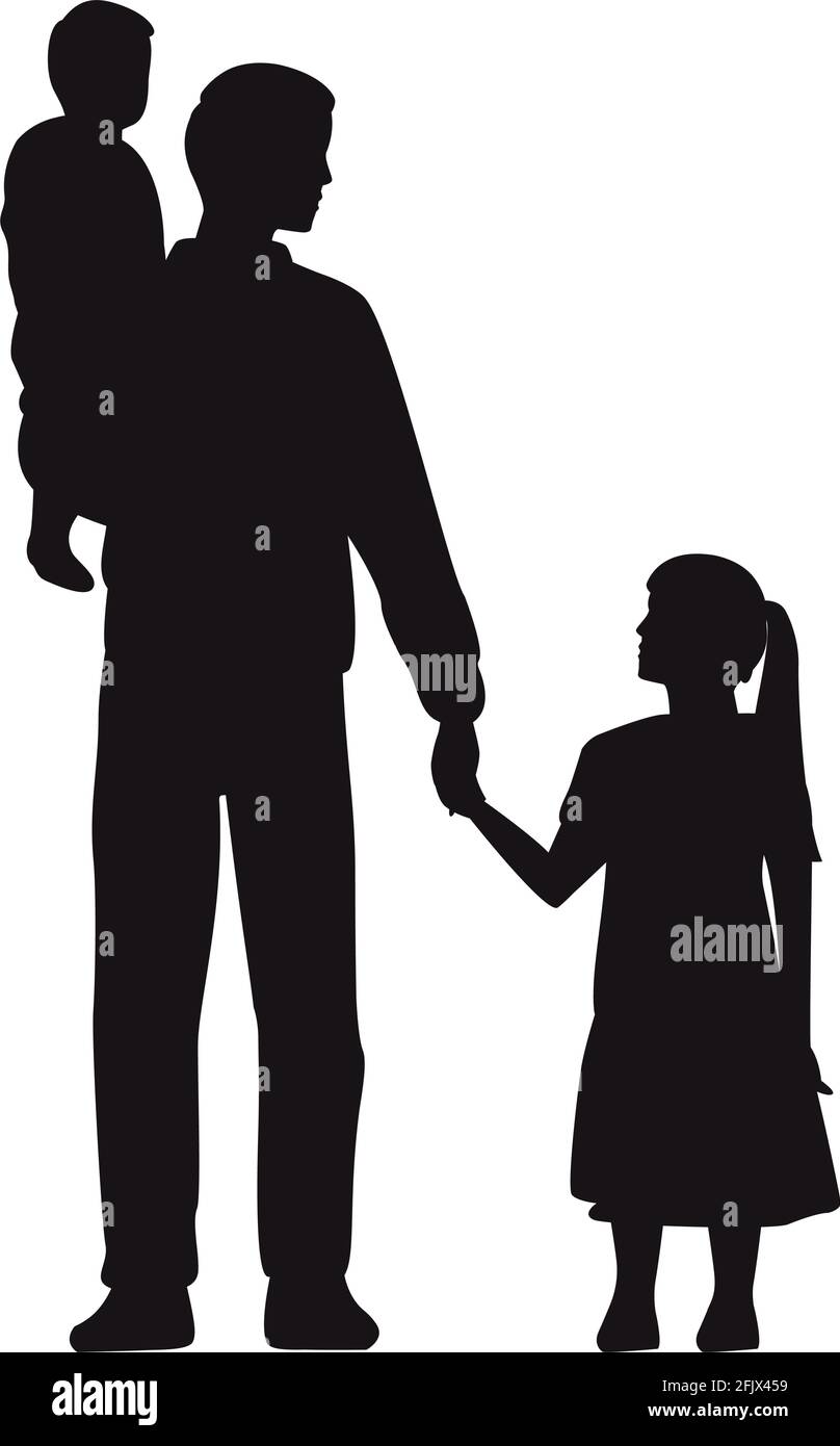 Vater Mit Sohn und Tochter Silhouetten Stockfotos und -bilder Kaufen ...
