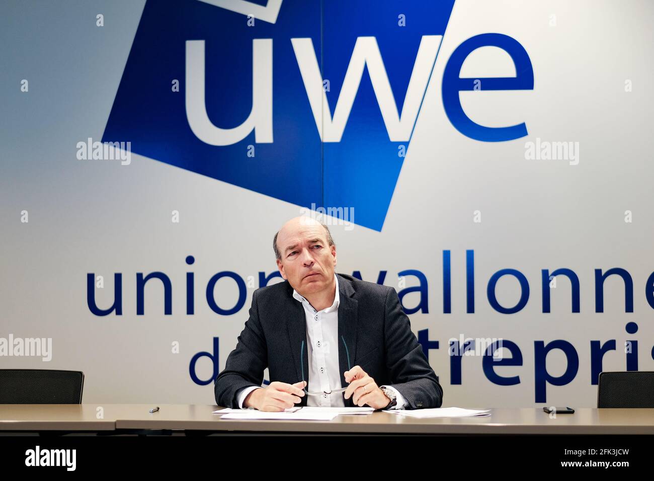 UWE CEO Olivier de Wasseige im Bild während einer Pressekonferenz der ...