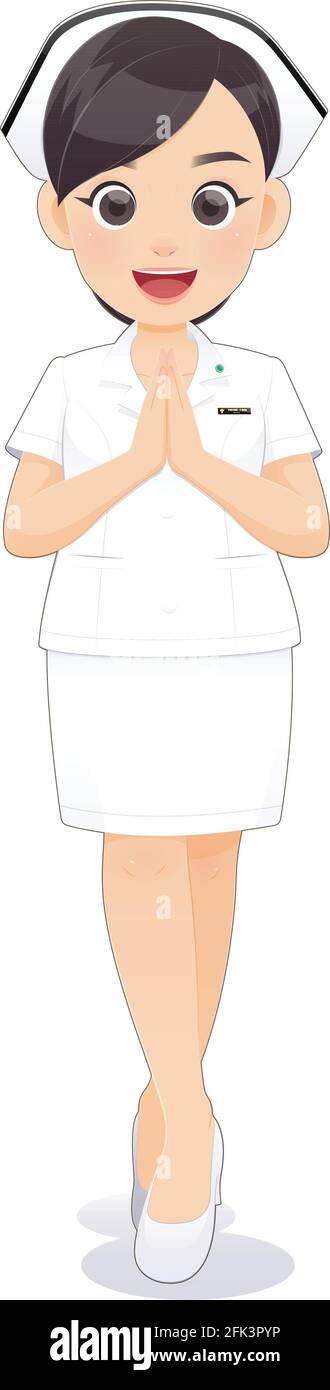 Cartoon Frau Arzt oder Krankenschwester in weißer Uniform mit einem ...