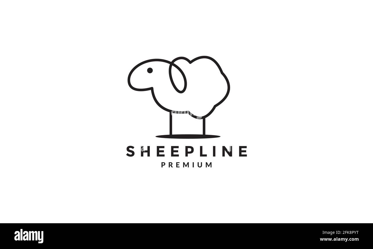 Nette Linie Kunst Schaf Logo Vektor Symbol Symbol Design Grafik ...