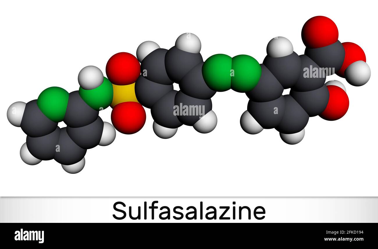 Sulfasalazin-Molekül. Es ist Azobenzol, das bei der Behandlung von ...