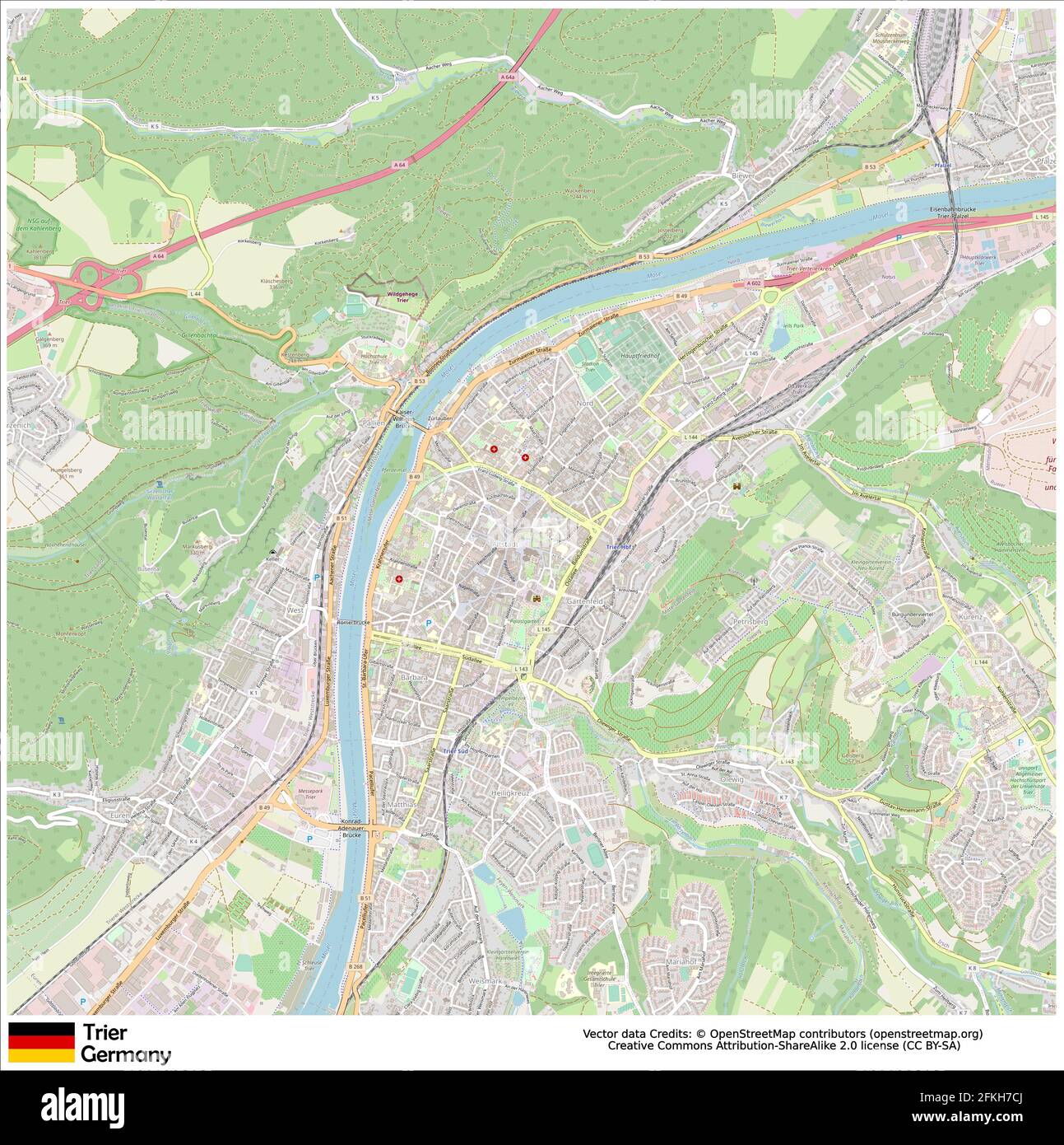 Trier Karte Stockfotos und -bilder Kaufen - Alamy