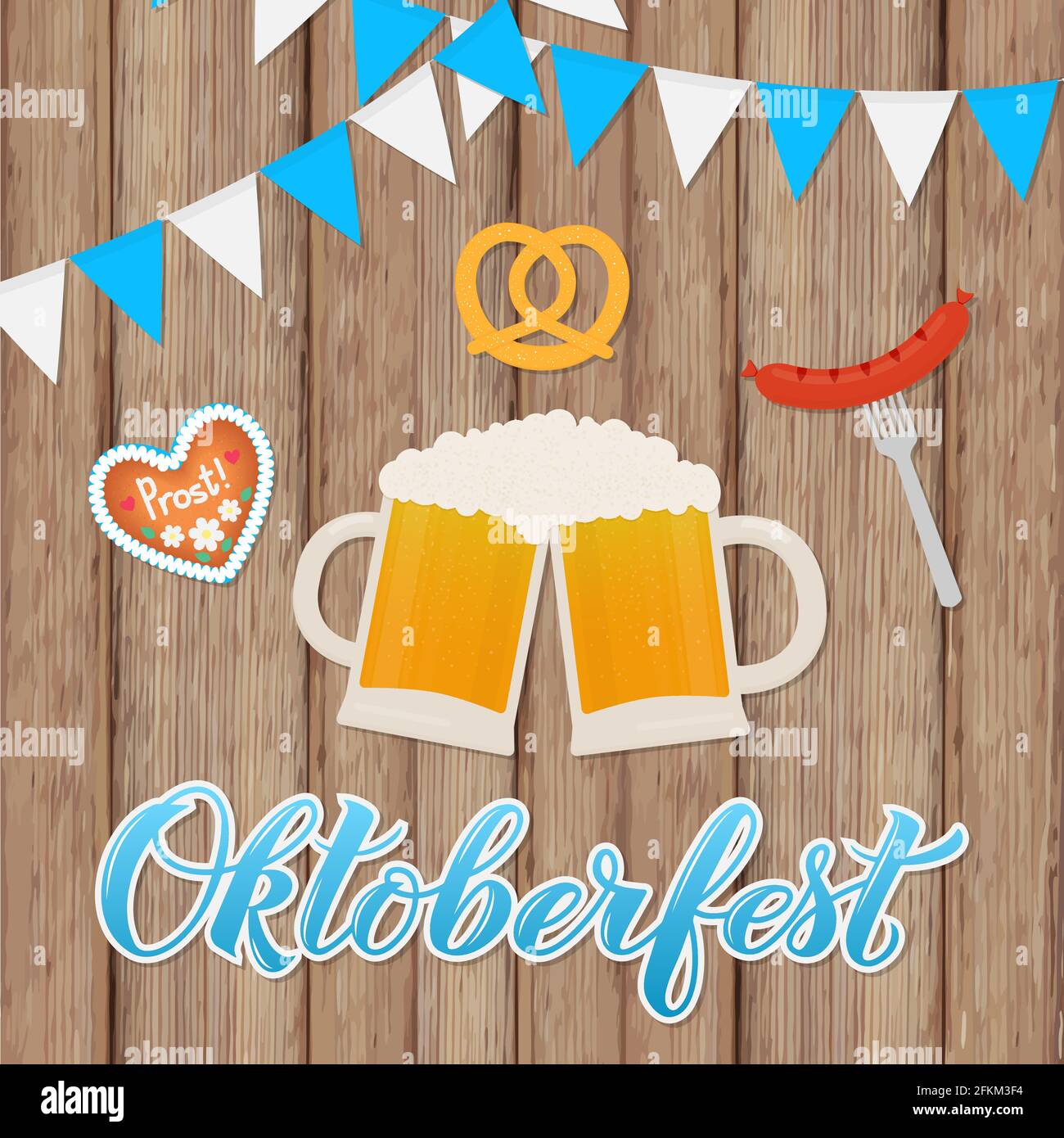 Oktoberfest Kalligraphie Handschriftzug auf Holzhintergrund ...